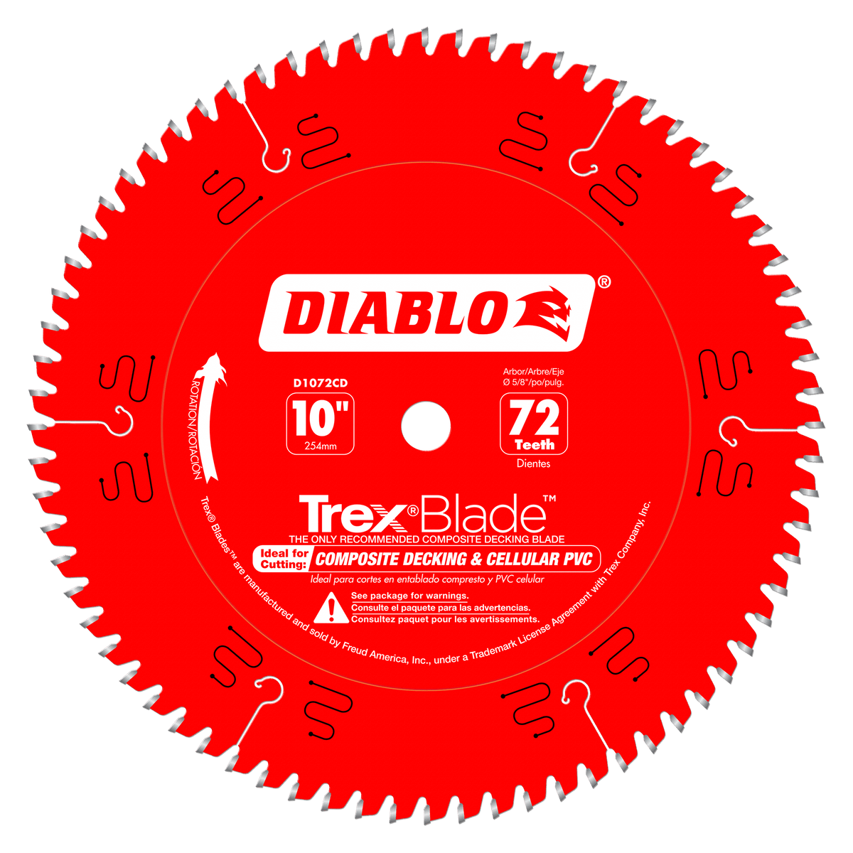 Diablo 10" x 72T TrexBlade™ Saw Blade For Composites and Plastic ...