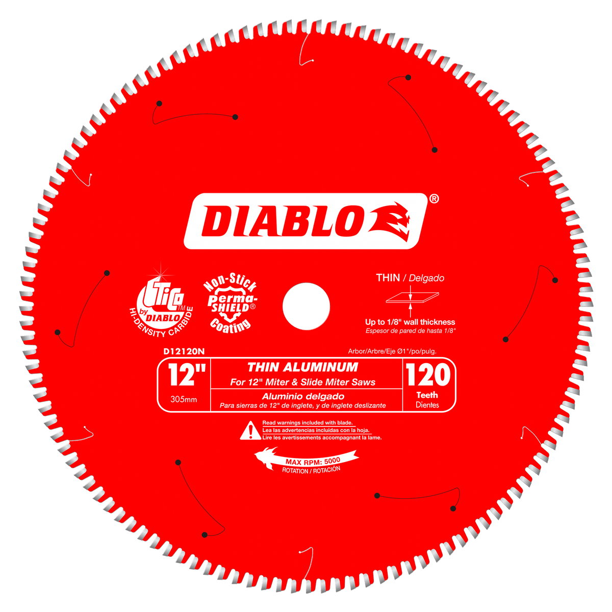 Diablo 12" x 120T Aluminum Saw Blade For Thin Non-Ferrous Metal ...