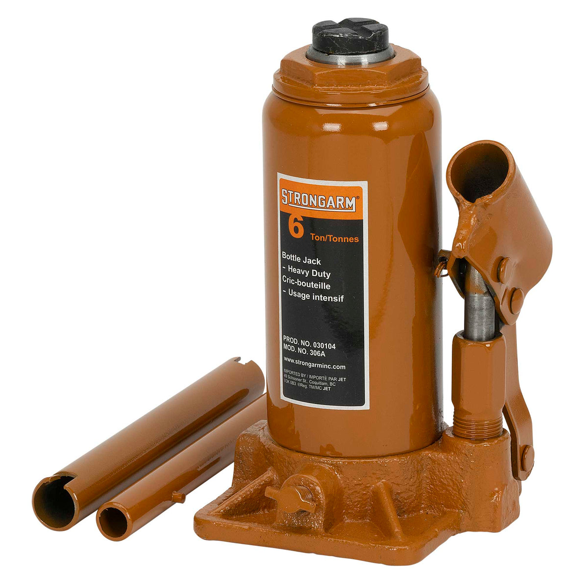 StrongArm Heavy Duty Bottle Jack - 6 Ton — Interline Wholesale Hardware