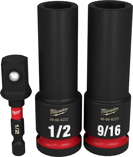 Milwaukee 3 pc. SHOCKWAVE Impact Duty 1/2" Drive SAE Deep 6 Point Sock ...