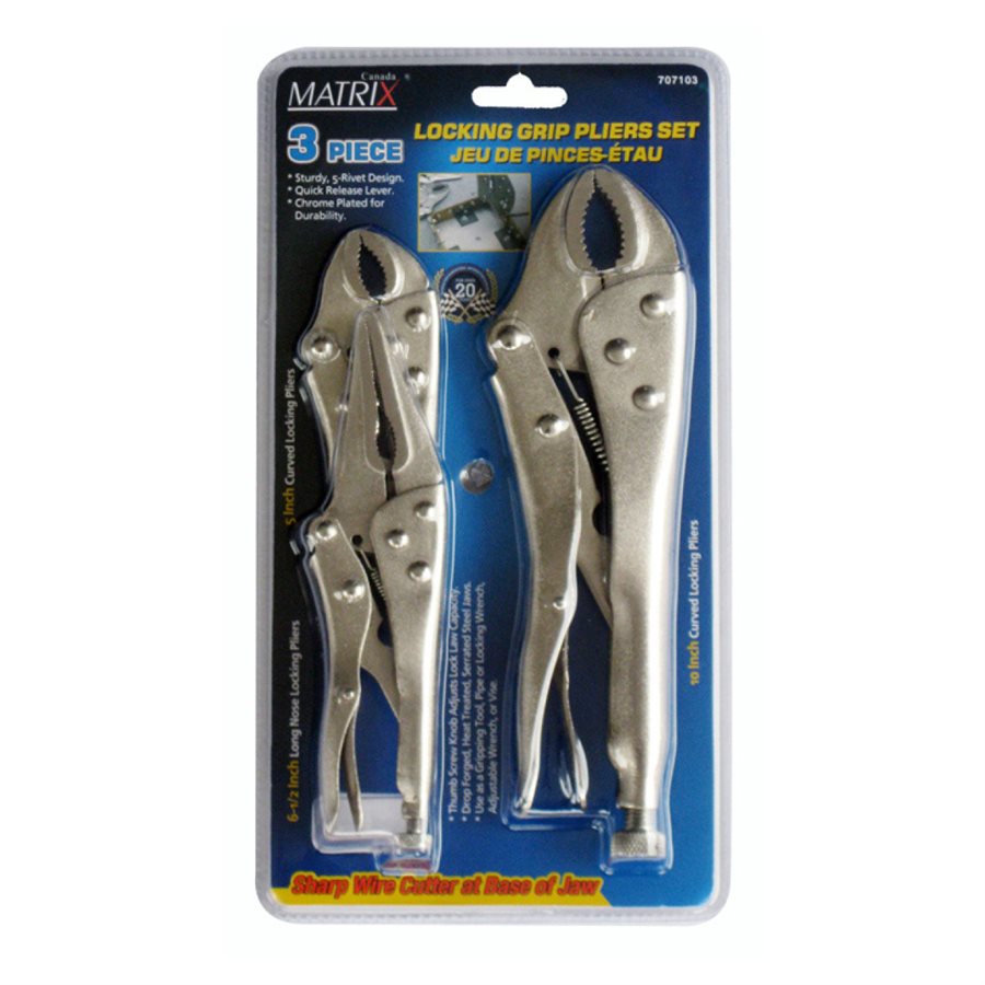 Tooltech 3 pc. Locking Pliers Set — Interline Wholesale Hardware