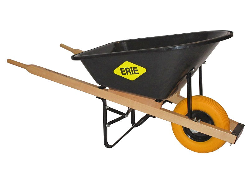 Erie E-1038-P Contractor Grade Poly Tray Wheelbarrow w/ Flat Free Tire ...