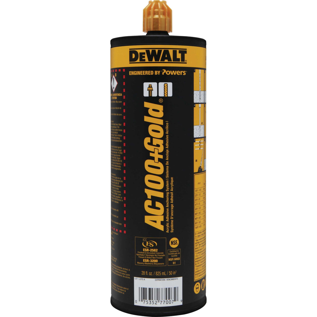 DeWalt Powers AC100+ GOLD Adhesive Anchoring System - 28 oz ...