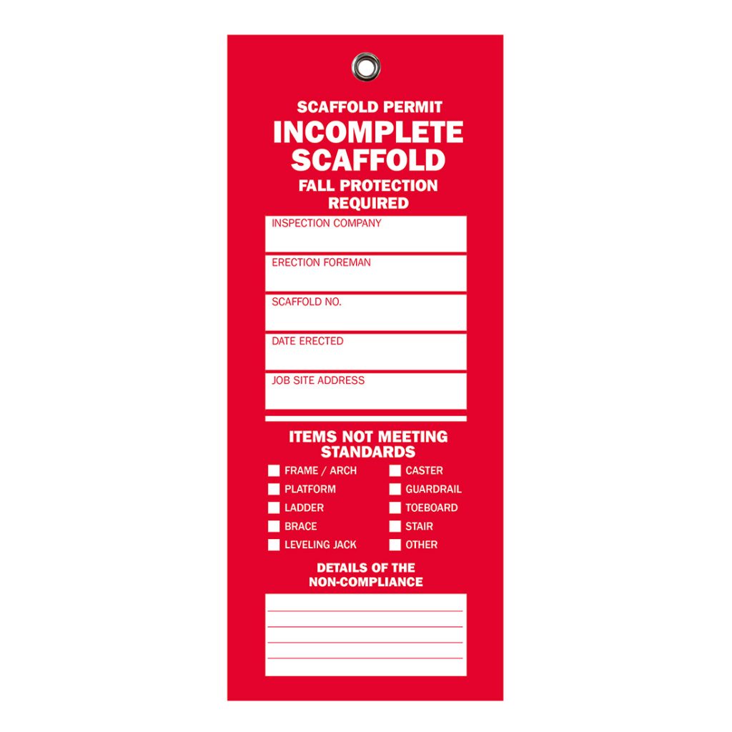 Metaltech Incomplete Scaffold Inspection Tag (Red) — Interline ...