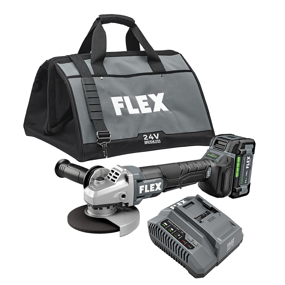 FLEX 24V Brushless 5" Variable Speed Paddle Switch Angle Grinder Kit ...
